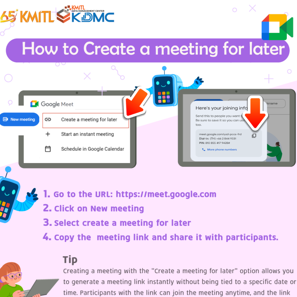Creating a Google Meet Room for Future Use - KDMC